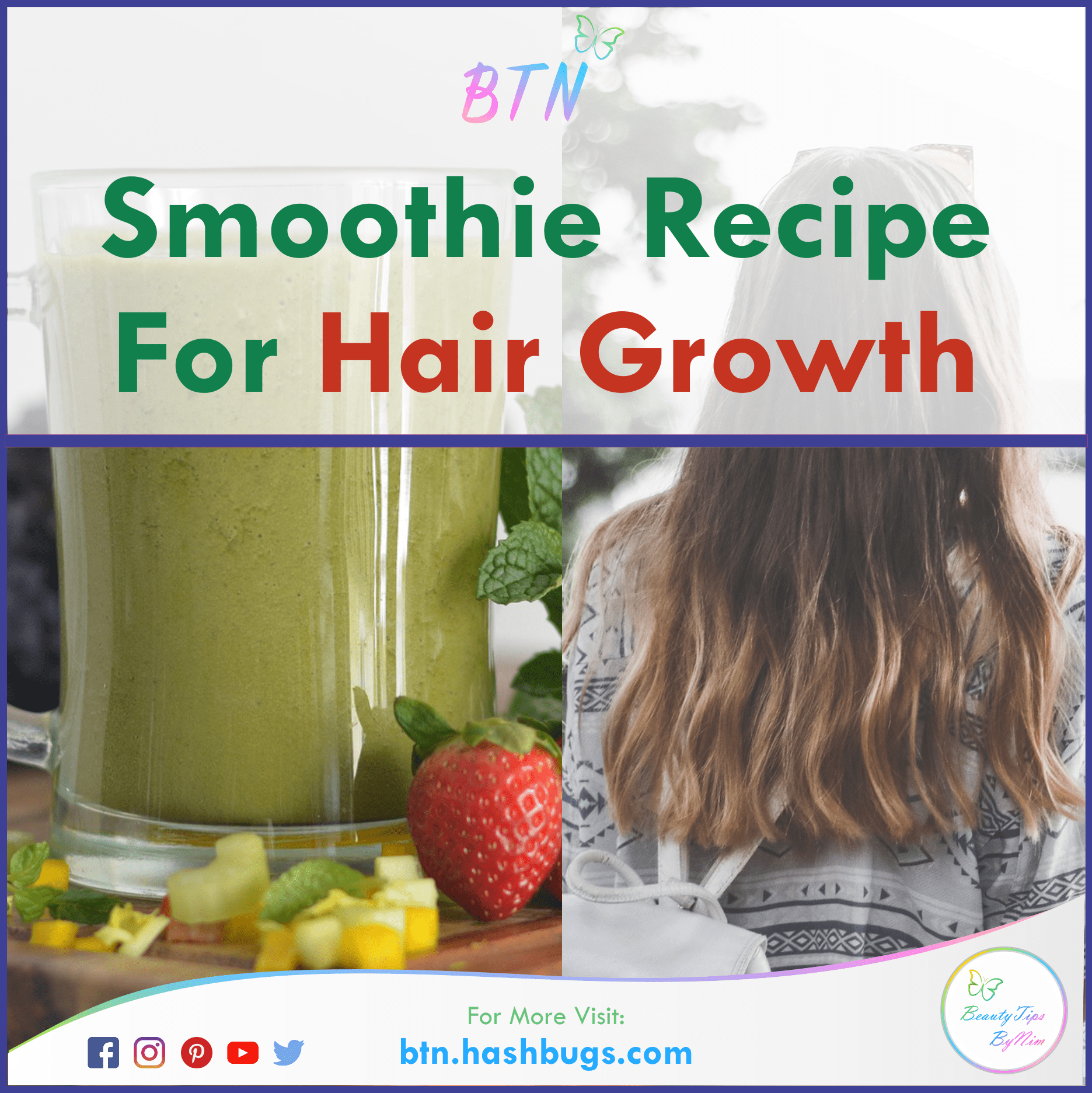 Smoothie Recipe For Hair Growth | Soft, Shiny Hair - Beauty Tips By Nim